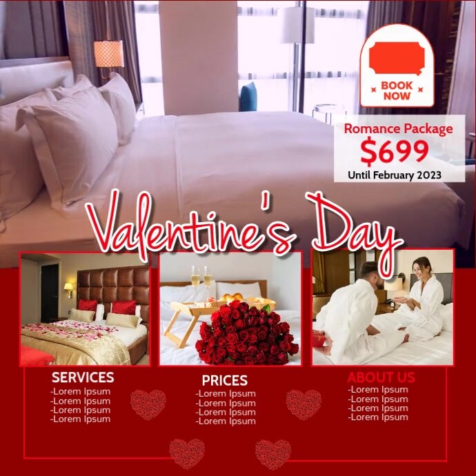 Valentines Day Hotel Staycation Template | PosterMyWall