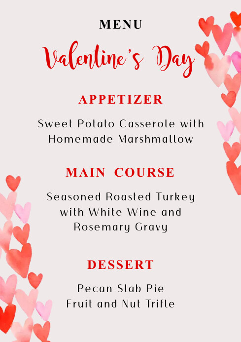 Valentines Day Menu Template | PosterMyWall