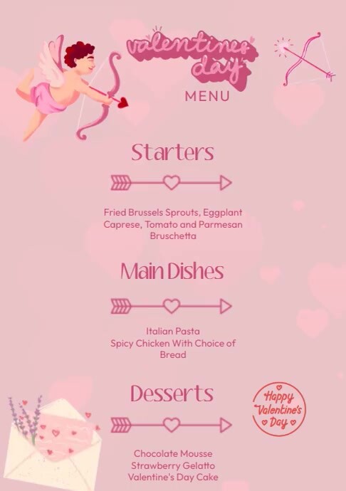 Plantilla de Valentines Day Menu | PosterMyWall