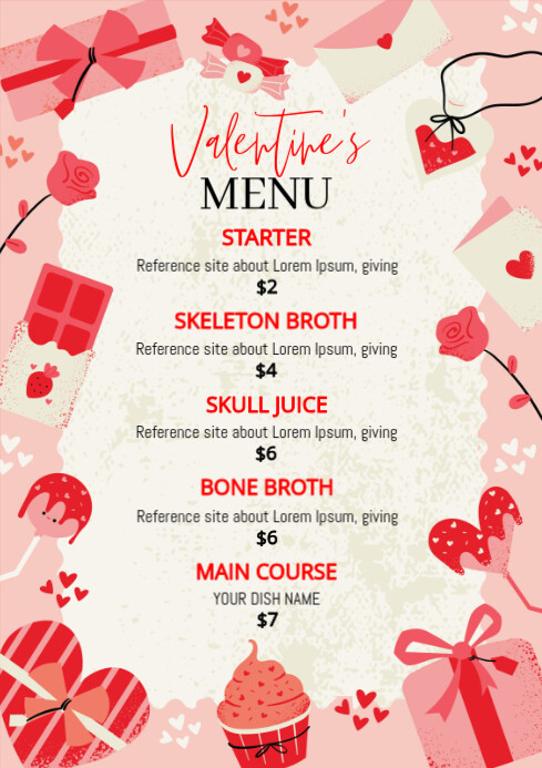 Valentines day menu Template | PosterMyWall
