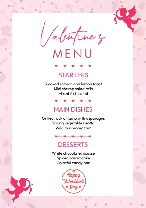 Valentines Day Menu Template | PosterMyWall