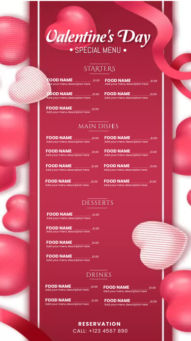 Copy of Valentines Day Menu Instagram Story | PosterMyWall