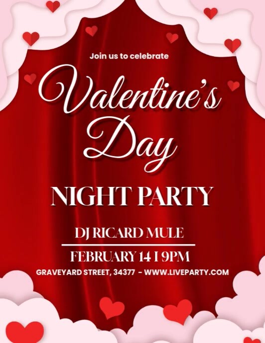 Copy of Valentines Day Night Party Invitation | PosterMyWall