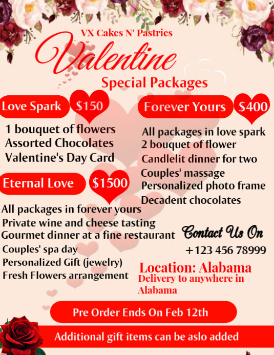 Valentines Day Package Flyer Template | PosterMyWall