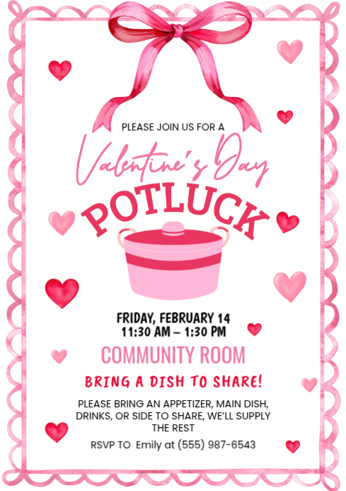Valentines Day Potluck Template | PosterMyWall