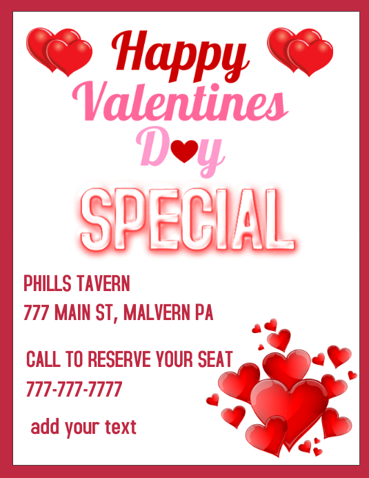 Valentines Day Invitation Happy Hour Valentine's Dinner 2/14 & 2/15