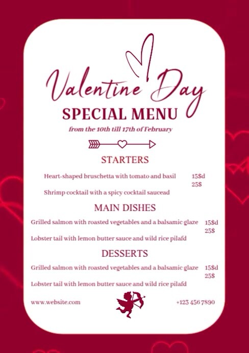 Valentines Day Special Menu Templat | PosterMyWall