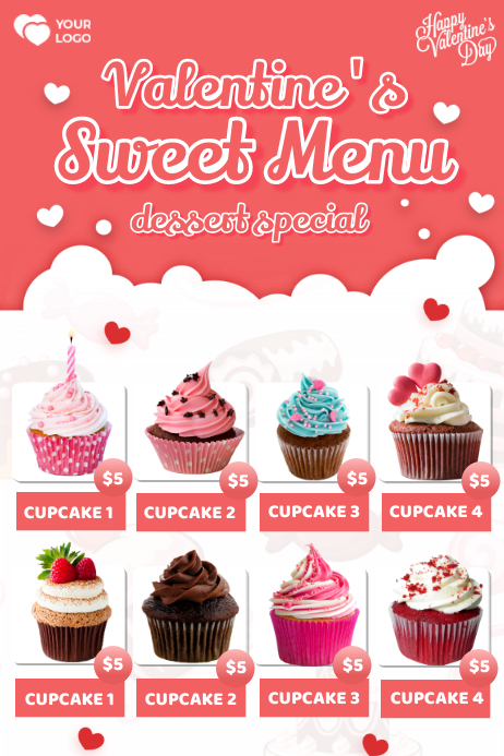 Copy of Valentines Dessert Menu Ads | PosterMyWall