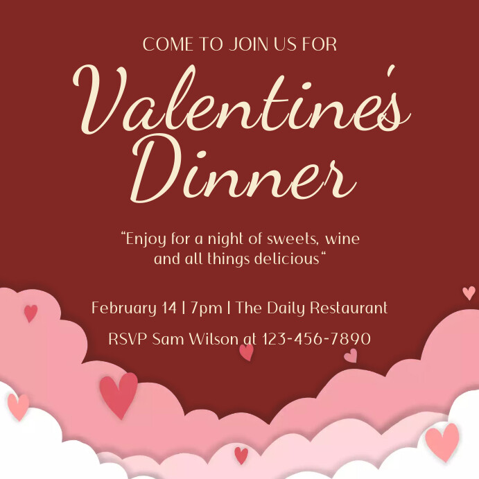 Valentines Dinner Event Template | PosterMyWall