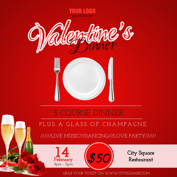 Valentines Dinner Poster Template | PosterMyWall