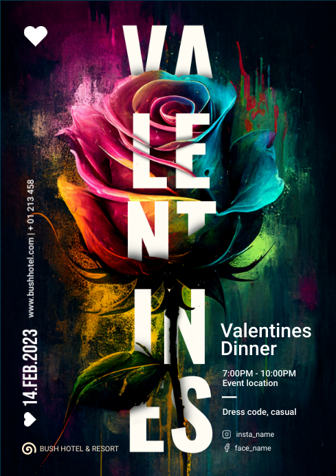 Copy of Valentines dinner poster: (abstract rose) | PosterMyWall
