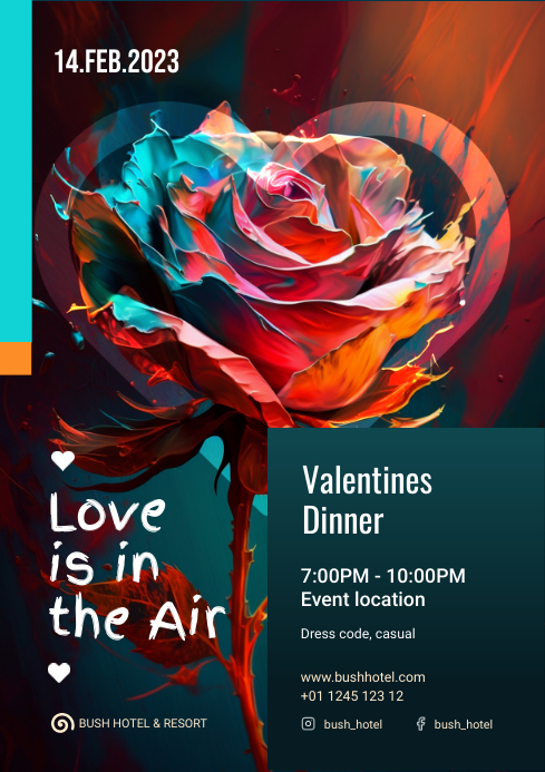 Valentines dinner poster: (abstract rose) Template | PosterMyWall
