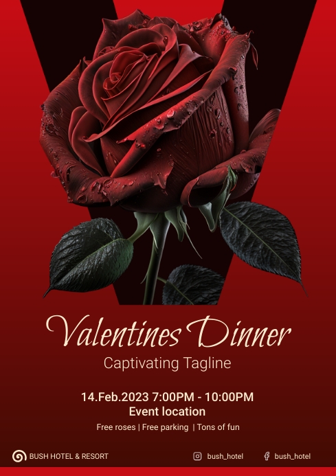 Valentines dinner poster: (big rose) Template | PosterMyWall