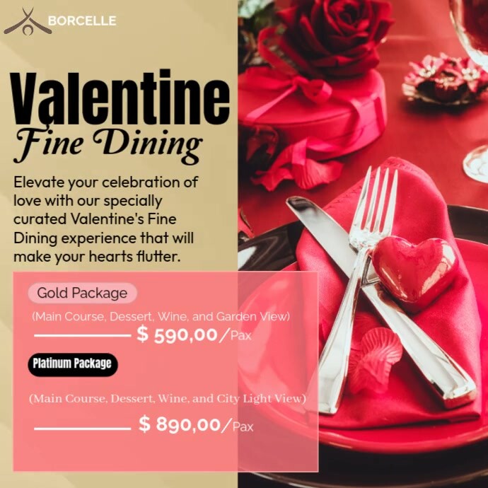 Valentines Fine Dining Flyer Ads Template | PosterMyWall
