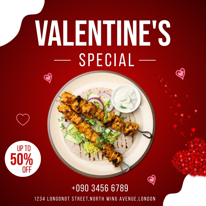 VALENTINES FOOD MENU FLYER Template | PosterMyWall