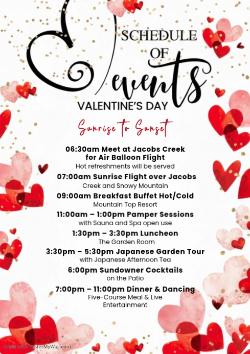 Valentines Itinerary Event Schedule Template | PosterMyWall