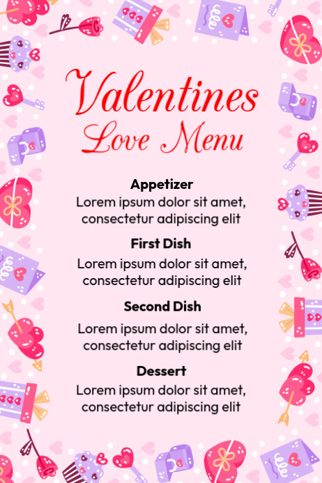 Valentines Love Menu Template | PosterMyWall