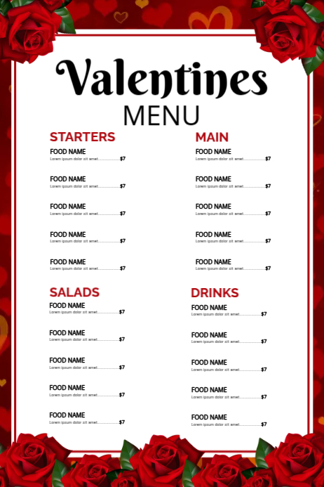 Valentines Menu Template | PosterMyWall