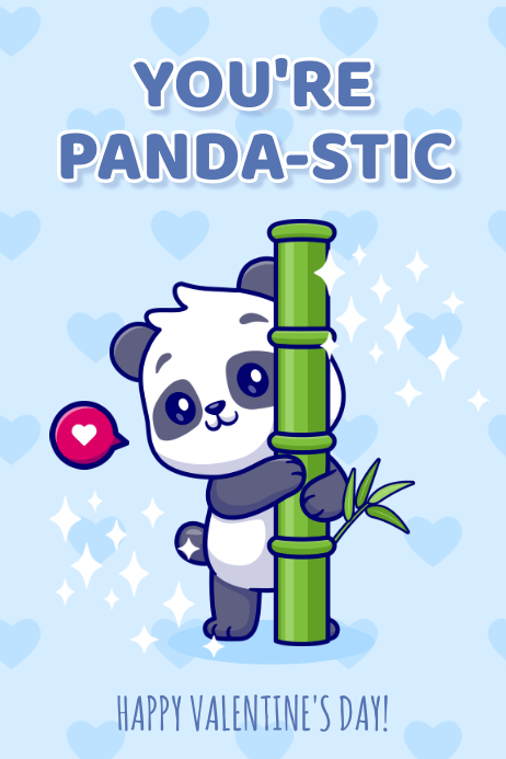 Valentines Panda Card Design Template | PosterMyWall