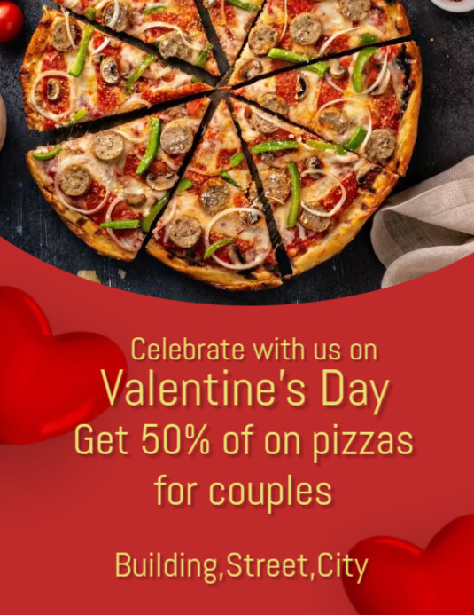 Valentines Pizza Promo Template | PosterMyWall