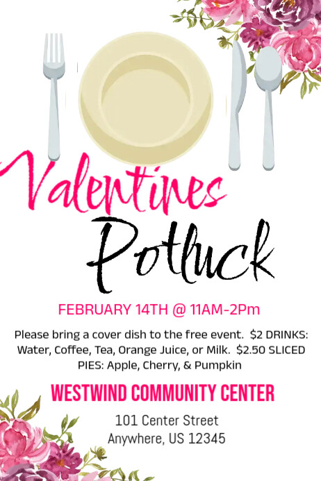 Valentines Potluck Template | PosterMyWall
