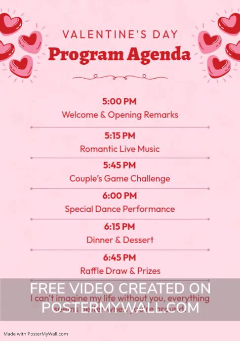 Copy of Valentines Program Agenda | PosterMyWall