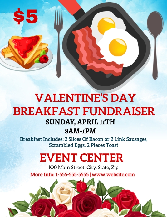 Valentine’s Day Breakfast Template | PosterMyWall