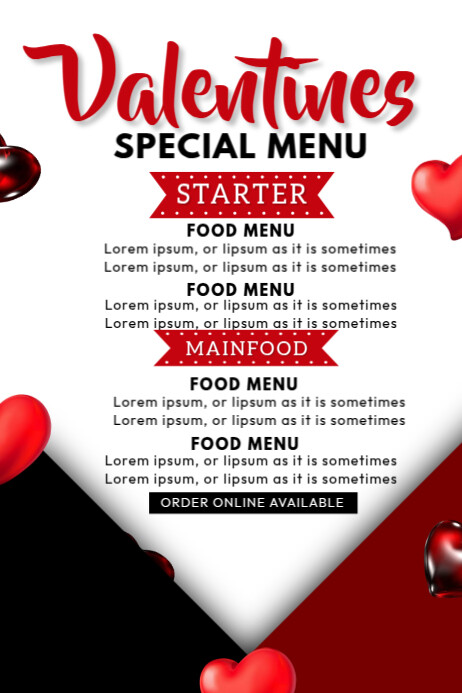 Valentines Restaurant Menu Template | PosterMyWall