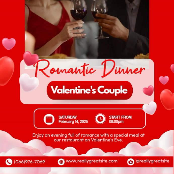 Valentines Romantic Couple Dinner Template | PosterMyWall