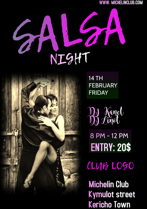 VALENTINES SALSA NIGHT Template | PosterMyWall