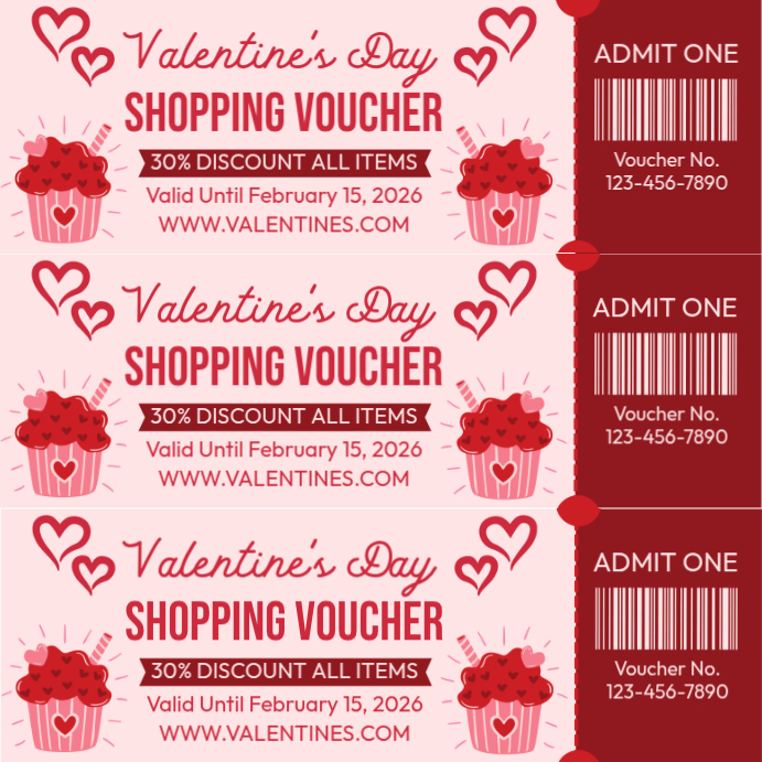 Valentines Shopping Voucher Template | PosterMyWall