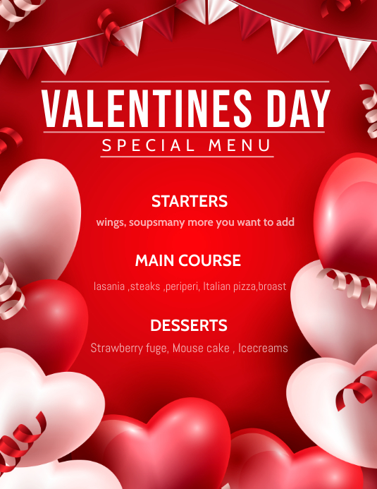Valentines templates,menu templates,event templates | PosterMyWall