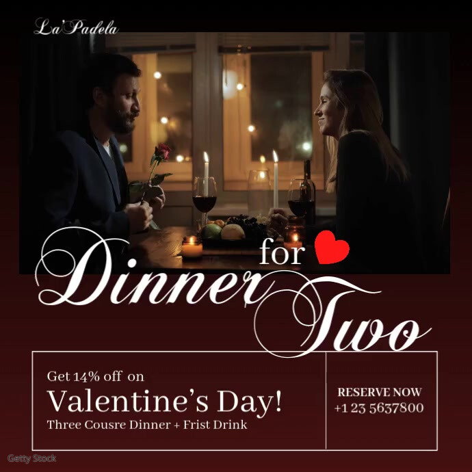 Copy of Valentine’s Day Dinner for two video template | PosterMyWall