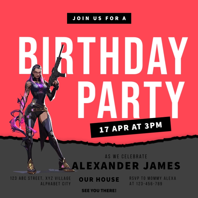 Copy of Valorant Birthday Invitation (2) | PosterMyWall