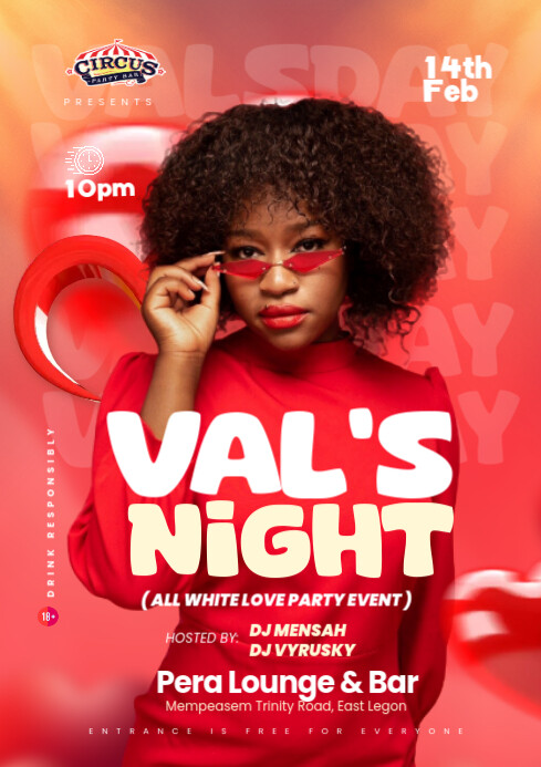Copy of Vals Day Party Night Poster Design Template | PosterMyWall