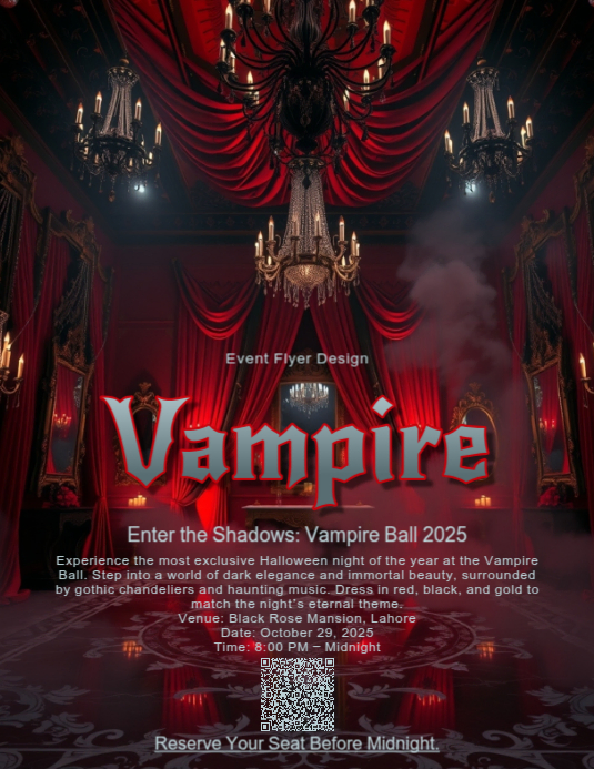 Vampire Ball Flyer Template – Gothic Masquerade Halloween Club Party ...