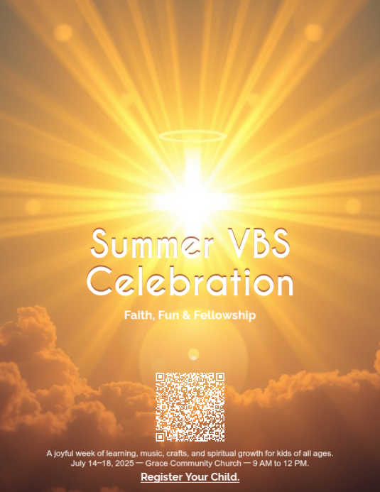 VBS Flyer Template | Surreal Spiritual Glow Vacation Bible School Event ...