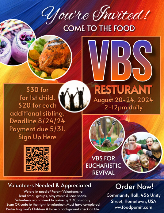 Plantilla de VBS RESTURANT FLYER | PosterMyWall