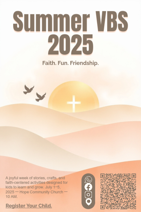 VBS Vacation Bible School Poster Template | Faith Kids Summer Program ...