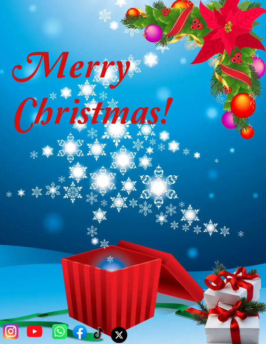 Blue christmas card decoration design template | PosterMyWall