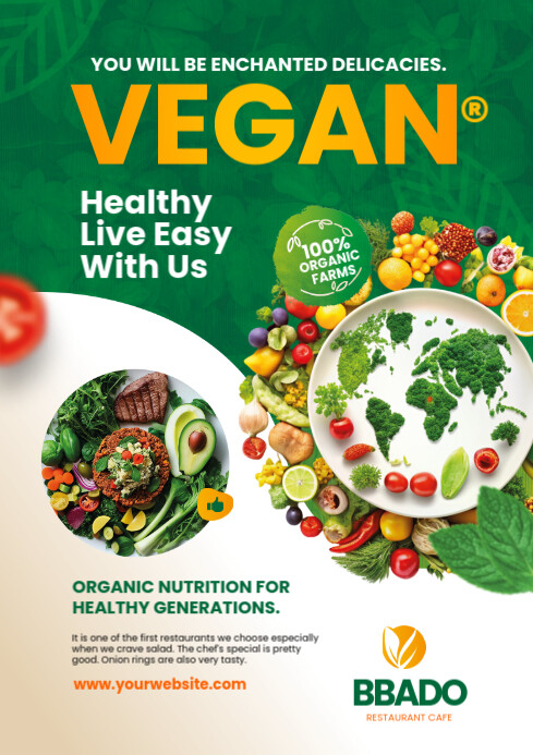 Vegan Restaurant Flyer Template | PosterMyWall