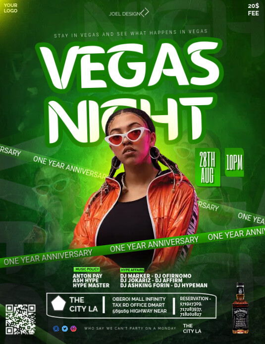 Vegas night party flyer Template | PosterMyWall