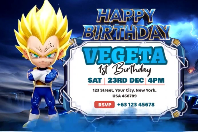 Vegeta Super Saiyan Birthday Banner Template | PosterMyWall