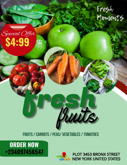 Vegetables and fresh fruits Template | PosterMyWall