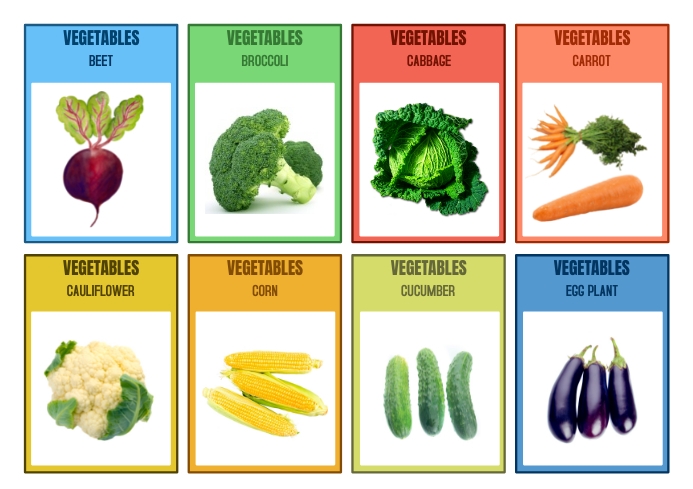 VEGETABLES Flashcards Designs Templates 1 | PosterMyWall