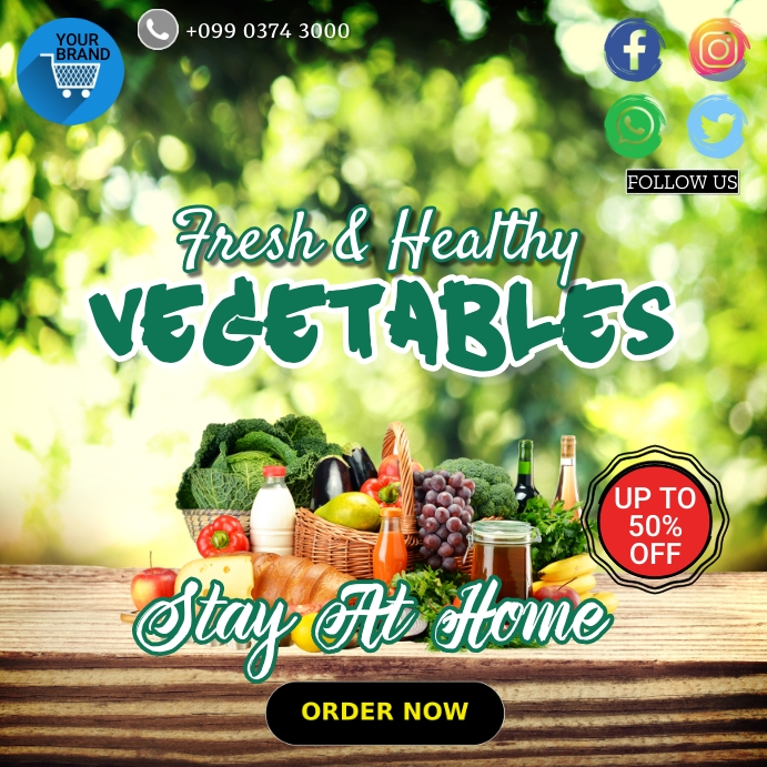 Vegetables Fresh & Healthy Post Template | PosterMyWall