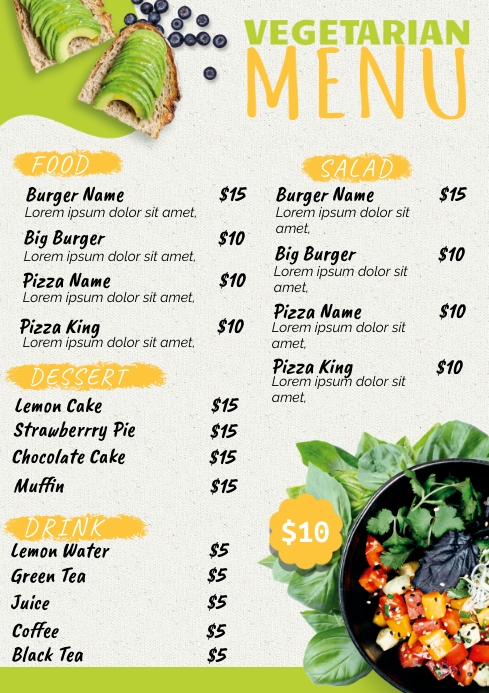 Copy of Vegetarian Menu Design | PosterMyWall