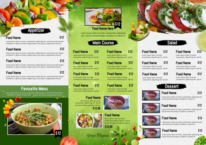 Vegetarian Trifold Restaurant Menu Template | PosterMyWall