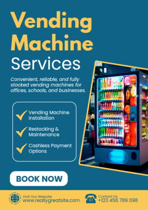 Vending Machine Services Poster Template – Snack & Beverage Solutions ...