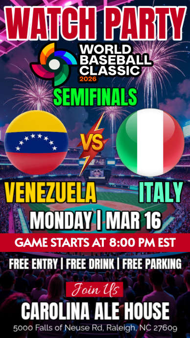 VENEZUELA Vs ITALY 2026 World Baseball Classic Watch Party Instagram ...